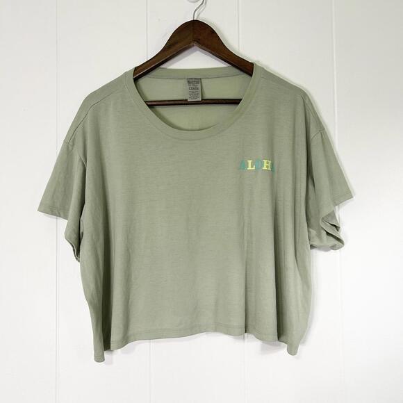 Tops | Aloha Green Short Sleeve Graphic Crop Top Casual Top Womens ...